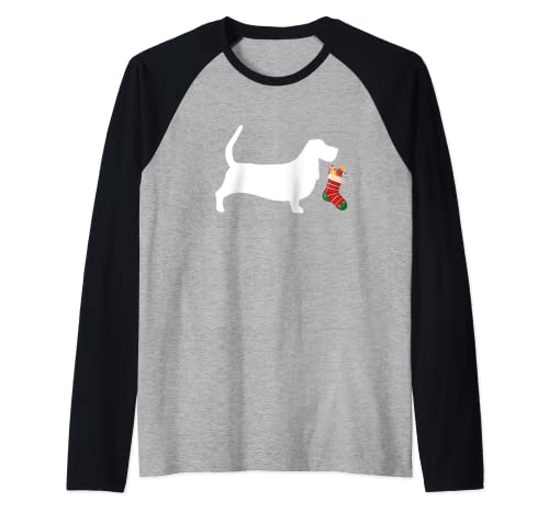 Bassett Hound Christmas Stocking Stuffer Dog Raglan Baseball Tee