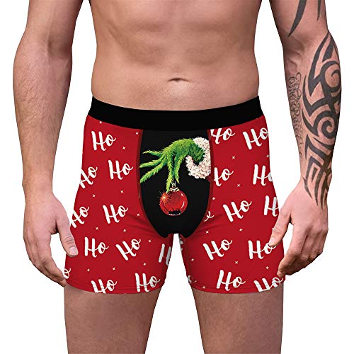 SLYRAIME Mens Novelty Christmas Printed Boxer Brief Underwear Underpants Shorts