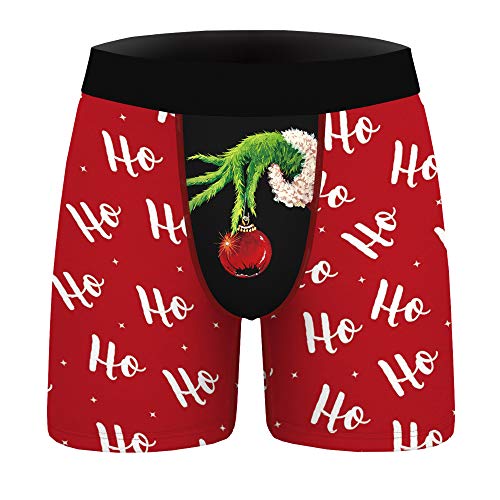 SLYRAIME Mens Novelty Christmas Printed Boxer Brief Underwear Underpants Shorts