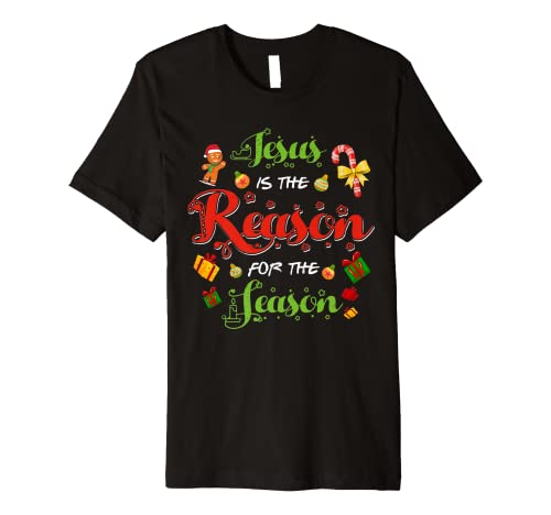 Christian Jesus Reason Season Christmas Stocking Stuffer Premium T-Shirt