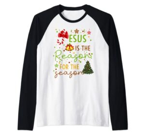 christian jesus the reason christmas stocking stuffer gifts raglan baseball tee