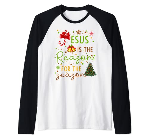 Christian Jesus The Reason Christmas Stocking Stuffer Gifts Raglan Baseball Tee