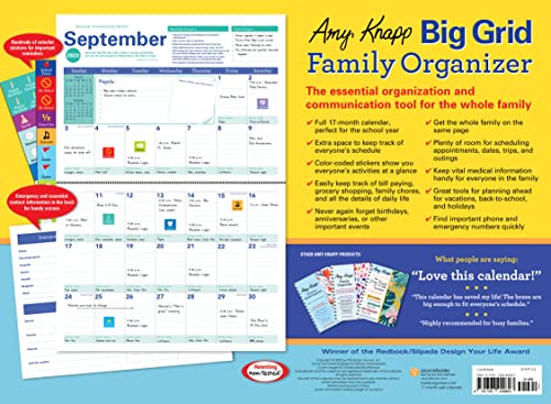 2023 Amy Knapp's Big Grid Family Organizer Wall Calendar: 17-Month Giant Fridge Planning Calendar for Mom with Stickers (Thru December 2023) (Amy Knapp's Plan Your Life Calendars)