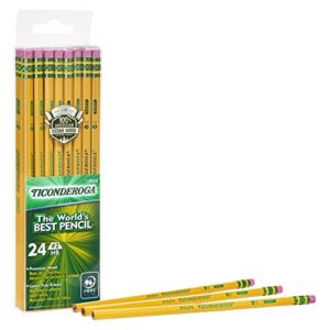 ticonderoga wood-cased pencils, unsharpened, #2 hb soft, yellow, 24 count