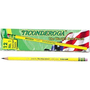 Ticonderoga Yellow Pencil, No.1 Extra Soft Lead, Dozen DIX13881