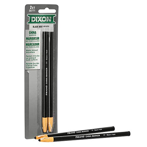 DIXON Industrial Phano Peel-Off China Markers Pencils, Black, 2-Pack (30771)