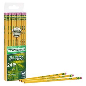 Ticonderoga #2 Pencils, Wood-Cased, 6 24-Count Hang-Tab Boxes, Total 144 Pencils, Yellow (13924) (13924N)