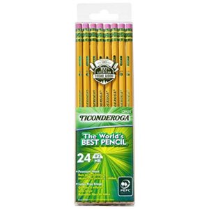 Ticonderoga #2 Pencils, Wood-Cased, 6 24-Count Hang-Tab Boxes, Total 144 Pencils, Yellow (13924) (13924N)