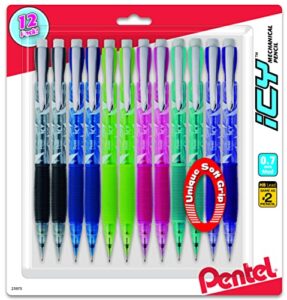 pentel icy razzle-dazzle mechanical pencil, 0.7mm, assorted barrels, color may vary, pack of 12 (al27rdbp12m)