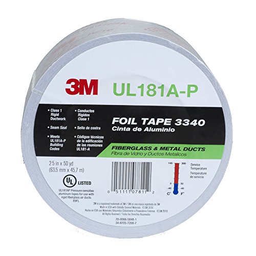 3M 3340 Foil Tape [UL 181 A & B listed/Linered]: 2-1/2 in. x 30 ft. (Silver)