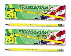 ticonderoga yellow pencil, no.1 extra soft lead, dozen dix13881 (2-pack)