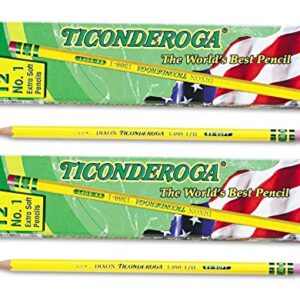 Ticonderoga Yellow Pencil, No.1 Extra Soft Lead, Dozen DIX13881 (2-Pack)