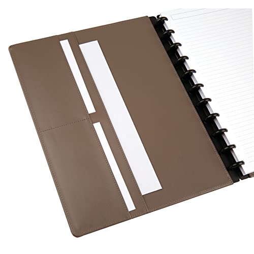 TUL Custom Note-Taking System Discbound Notebook, Letter Size, Leather Cover, Black