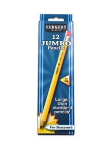 sargent art 72 x 2pk jumbo pencils, 144 total class pack, beginner yellow pencils, mega size, non-toxic (12)