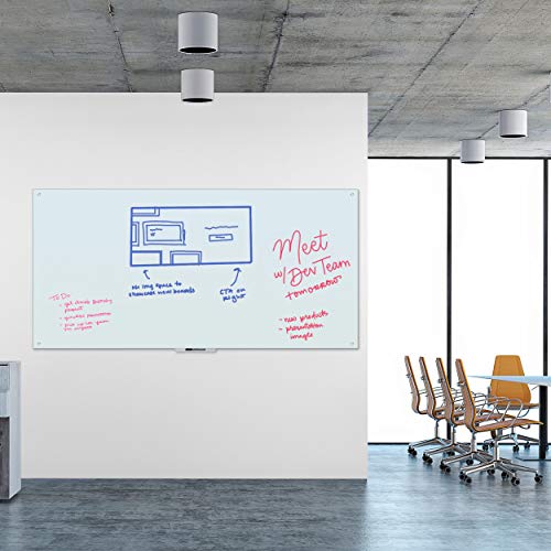 U Brands Glass Dry Erase Board, 96 x 47 Inches, White Frosted Non-Magnetic Surface, Frameless