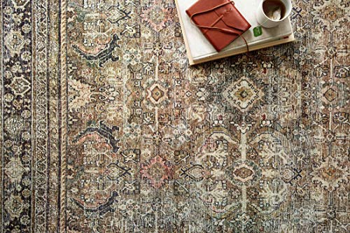 Loloi II Layla Collection LAY-03 Traditional Olive/Charcoal 7'-6" x 9'-6" Area Rug