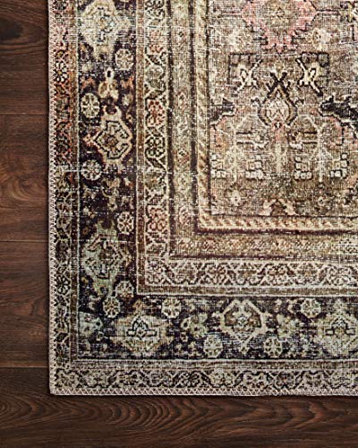 Loloi II Layla Collection LAY-03 Traditional Olive/Charcoal 7'-6" x 9'-6" Area Rug