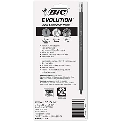 BIC Evolution Cased Pencil, 2 Lead, Gray Barrel, 24-Count