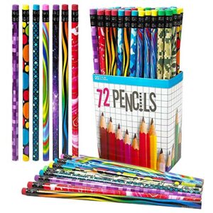 artcreativity 72 pc pencil assortment for kids, fun assorted number 2 pencils, bulk wooden writing pencils with durable erasers, teacher supplies for classroom, student reward, stationery party favors