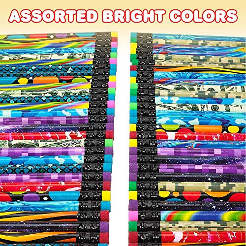 ArtCreativity 72 PC Pencil Assortment for Kids, Fun Assorted Number 2 Pencils, Bulk Wooden Writing Pencils with Durable Erasers, Teacher Supplies for Classroom, Student Reward, Stationery Party Favors