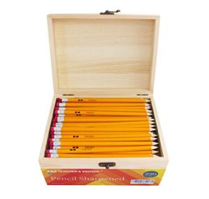 s & e teacher’s edition pre-sharpened pencils 220pcs, pencils sharpened with eraser top, 2 hb pencil, come with the wooden box worth $8.99, 220/box.