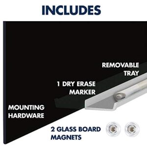 Quartet Magnetic Whiteboard, Glass White Board, 50" x 28", Black Dry Erase Surface, Frameless, InvisaMount (G5028IMB)