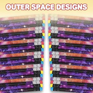 ArtCreativity Galaxy Pencils for Kids - Pack of 48 - Assorted Outer Space Designs - Cute Writing Pencils with Durable Erasers, Teacher Supplies for Classrooms, Student Reward, Astronomy Party Favors