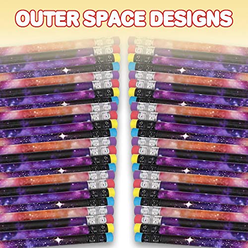 ArtCreativity Galaxy Pencils for Kids - Pack of 48 - Assorted Outer Space Designs - Cute Writing Pencils with Durable Erasers, Teacher Supplies for Classrooms, Student Reward, Astronomy Party Favors