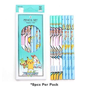 [8-in-1] Pikachu W B Lead Wooden Pencil Set (Random 1 Pack)