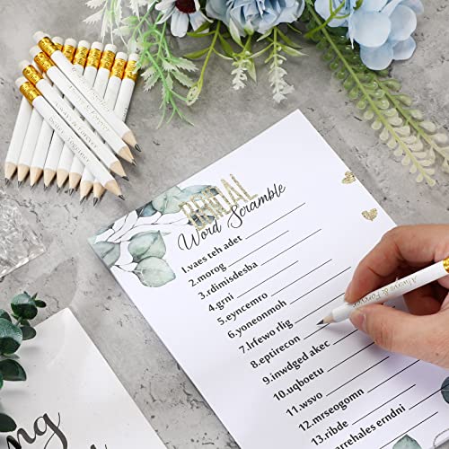 60 Pieces Wedding Pencils Half Pencils Bridal Pencils with Eraser White Gold Golf Pencil 4 Inch Mini Pencils 'Better Together' 'Always and Forever' Pencils for Bridal Shower Wedding Party, School