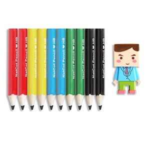 NatCot Triangular Fat Pencil For 2-8 Years Old Kids Use.10 Pencil With Pencil Sharpener And Eraser (Color)