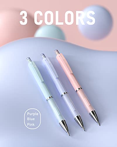 Nicpro 3PCS Pastel Mechanical Pencil Set, Cute Mechanical Pencils 0.7 mm with 6 Tubes HB Lead Refills& 3PCS Eraser& 9PCS Eraser Refill for Student Writing, Drawing, Sketching, Drafting -Come with Case