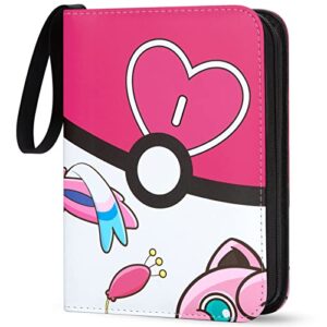 tcgames card binder 4-pocket, 440 pockets card holder with 55 sleeves pink