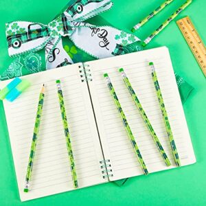 Marspark St Patricks Pencils 7.5 Inch Wood Pencils Saint Patricks Day Pencils with Erasers Shamrock Pencils Green Party Pencil St Patricks Day Decorations Treats Pencils for Kids (48 Pieces)