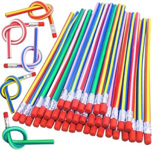 xilanhhaa 40 pack flexible bendable pencils,7 inch colorful magic soft pencil with eraser,bendy pencil for children,kids,school supplies,party favor,gifts