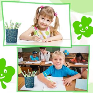 St Patrick's Day Pencils Shamrock Wooden Pencils Green Party Pencil for Kids Schools Classroom Supplies St Patrick's Party Favors (24 Pieces)