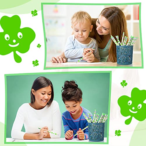 St Patrick's Day Pencils Shamrock Wooden Pencils Green Party Pencil for Kids Schools Classroom Supplies St Patrick's Party Favors (24 Pieces)