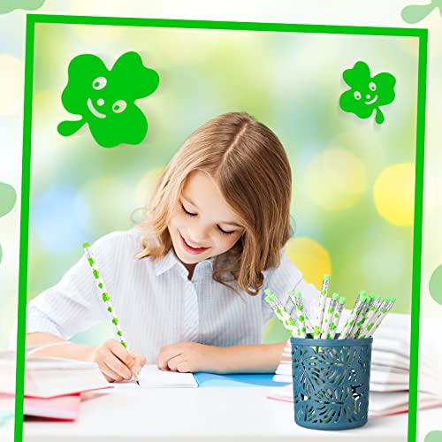 St Patrick's Day Pencils Shamrock Wooden Pencils Green Party Pencil for Kids Schools Classroom Supplies St Patrick's Party Favors (24 Pieces)