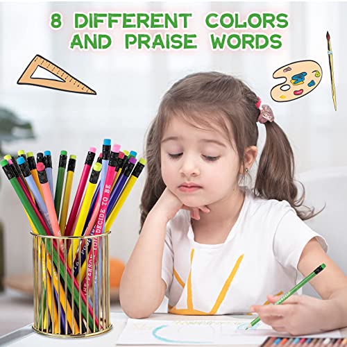 60 Pcs Inspirational Pencils Personalized Pencils with Name Cute Pencils Motivational Pencils for Student Color Changing Mood Pencils Heat Activated Pencils for Kids School (Multicolor)