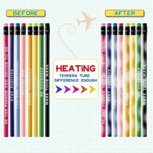 60 Pcs Inspirational Pencils Personalized Pencils with Name Cute Pencils Motivational Pencils for Student Color Changing Mood Pencils Heat Activated Pencils for Kids School (Multicolor)