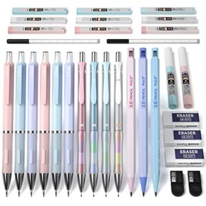 nicpro 13 pcs pastel art mechanical pencil bulk set,10 pcs drawing pencils 0.5 & 0.7 & 0.9 mm & 3 pcs 2mm graphite lead holder(2b hb) for writing sketching drafting with lead refills erasers cute case