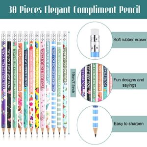 Chinco 36 Pieces Motivational Pencils Wood Personalized Pencils Kids Pencils with Erasers Cute Wooden Pencils for Primary Middle School Students Girls Teachers