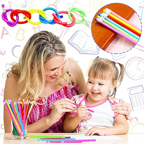 48 PCS Flexible Soft Pencil,Colorful Bendy Pencil,Magic Bendable Pencil with Eraser for Kids Gifts and Reward