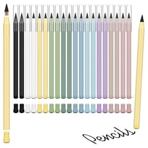 Ainiv 20 PCS Inkless Magic Pencil Everlasting Pencil Eternal with Macaron Eraser, Infinity Reusable Pencil for Writing Drawing with Extra 20 Erasers,Cute Morandi Pencils Home Office School Supplies