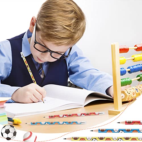 48 Pcs Sports Pencils with Eraser for Kids Ball Pencils Baseball Football Basketball Soccer Pencils Sports Themed Pencils HB Boys Drawing Pencils Teacher Supplies for Classroom Student Rewards