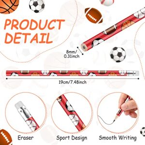 48 Pcs Sports Pencils with Eraser for Kids Ball Pencils Baseball Football Basketball Soccer Pencils Sports Themed Pencils HB Boys Drawing Pencils Teacher Supplies for Classroom Student Rewards