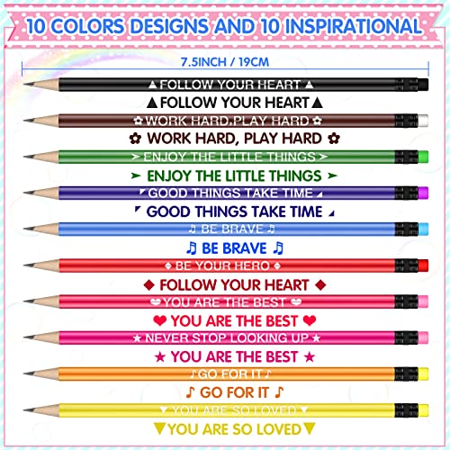 Eersida 80 Pcs Motivational Pencils Color Changing Mood Pencil Inspirational with Sayings 2B Thermochromic Eraser for Student Christmas Gift (Multicolor, Style)