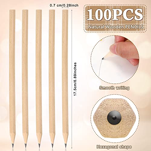 Fumete Natural Wooden Pencils Hexagonal Grip Pencils HB Graphite Pencil Pack Wood Pencils for Classroom Office (100 Pieces)