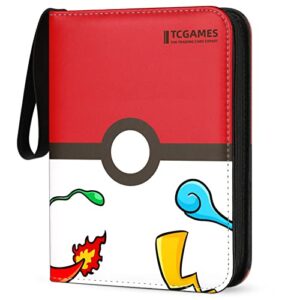 tcgames card binder 4-pocket, 440 pockets card holder with 55 sleeves red