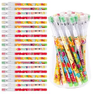 kolewo4ever 48pcs hb happy birthday pencils translucent pencil multipoint pencil multicolor non- sharpening stackable pencils pop up plastic pencils cake,balloon printed birthday pencils，4 style